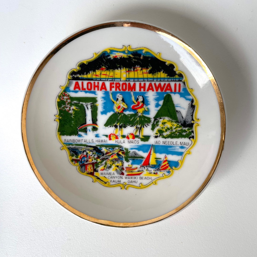 C1960s Aloha From Hawaii Souvenir Plate - Tiki Bar Decor, Tropical ...