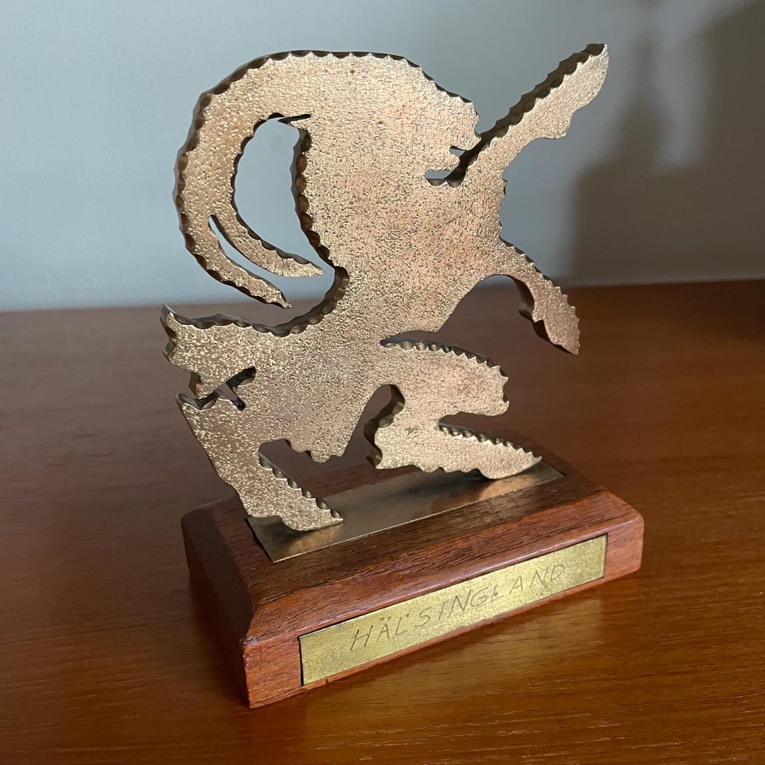 Vintage Rampant Goat Metal Sculpture Heraldic Symbol of Halsingland ...