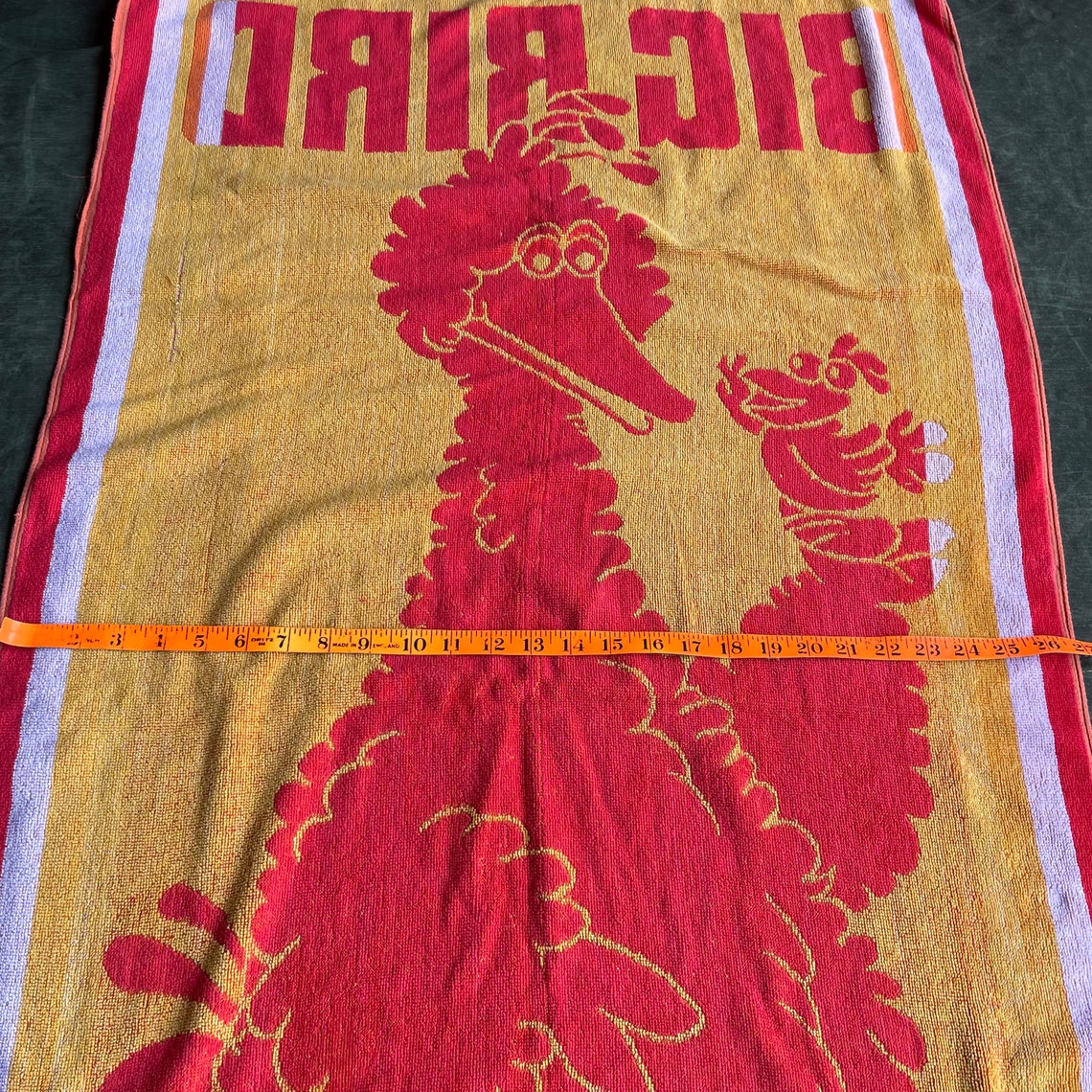 RARE Vintage 1970s Big Bird Beach Towel: Sesame Street Muppets Damask ...