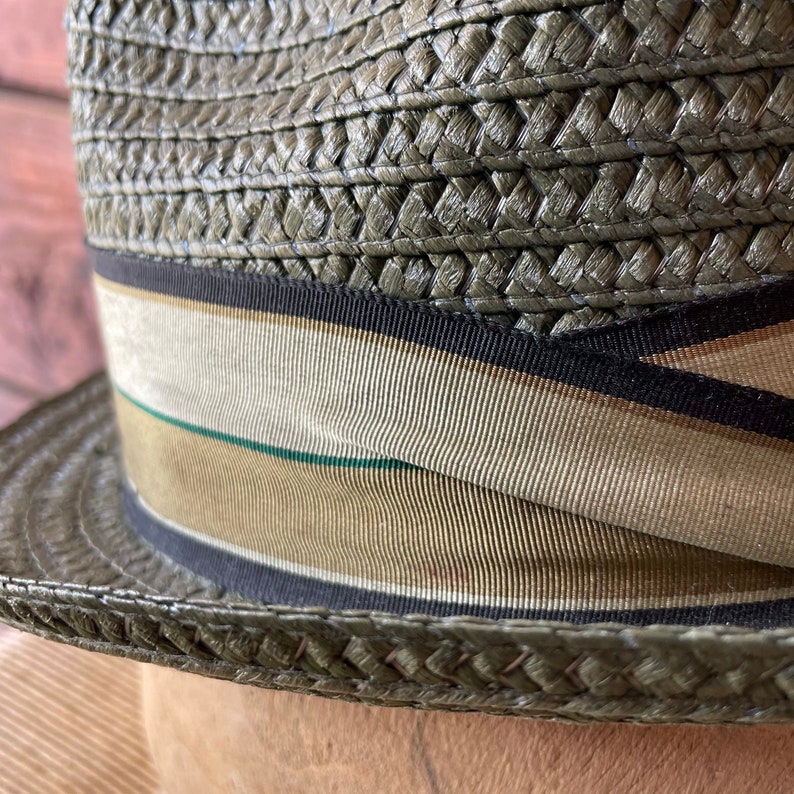 Rare 60s Olive Green Summer Straw Fedora. Surf Fashion - Etsy