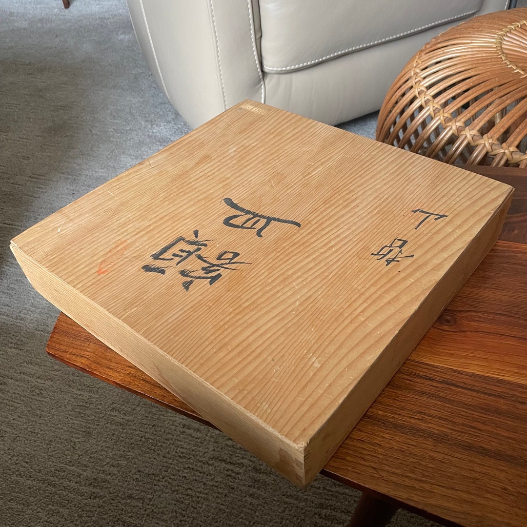 Vintage Finger Joint Japanese Cedar Plate Storage Box Hand Labeled in ...