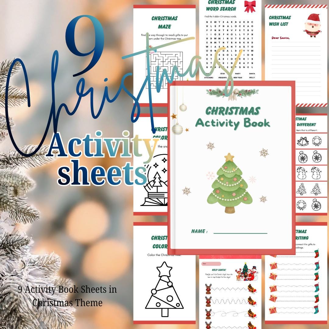 Printable Christmas Activity Book Sheets | Holiday Worksheets for Kids ...