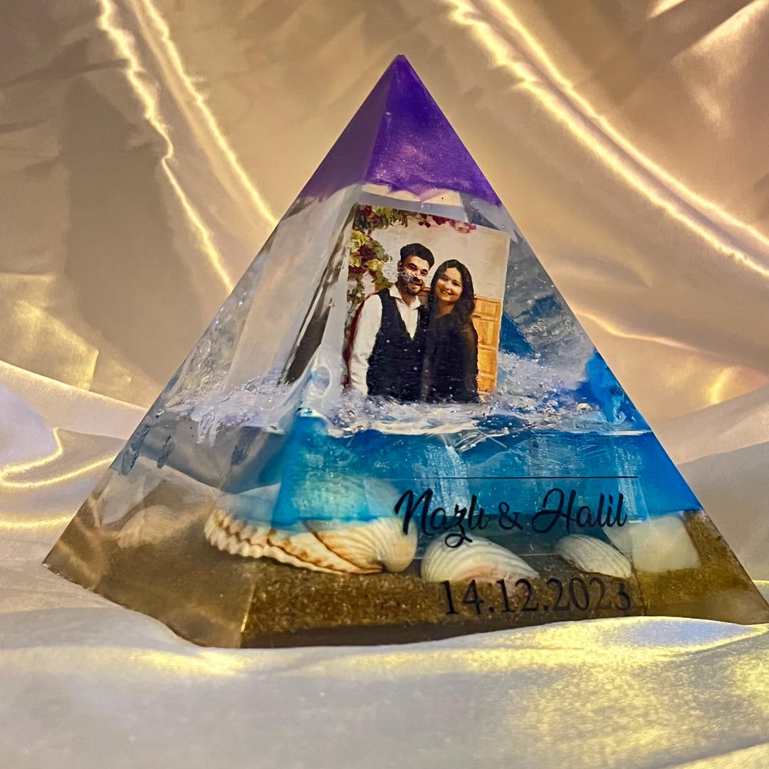 Personalized Resin Photo Pyramid – Custom Couple Gift, Handmade ...