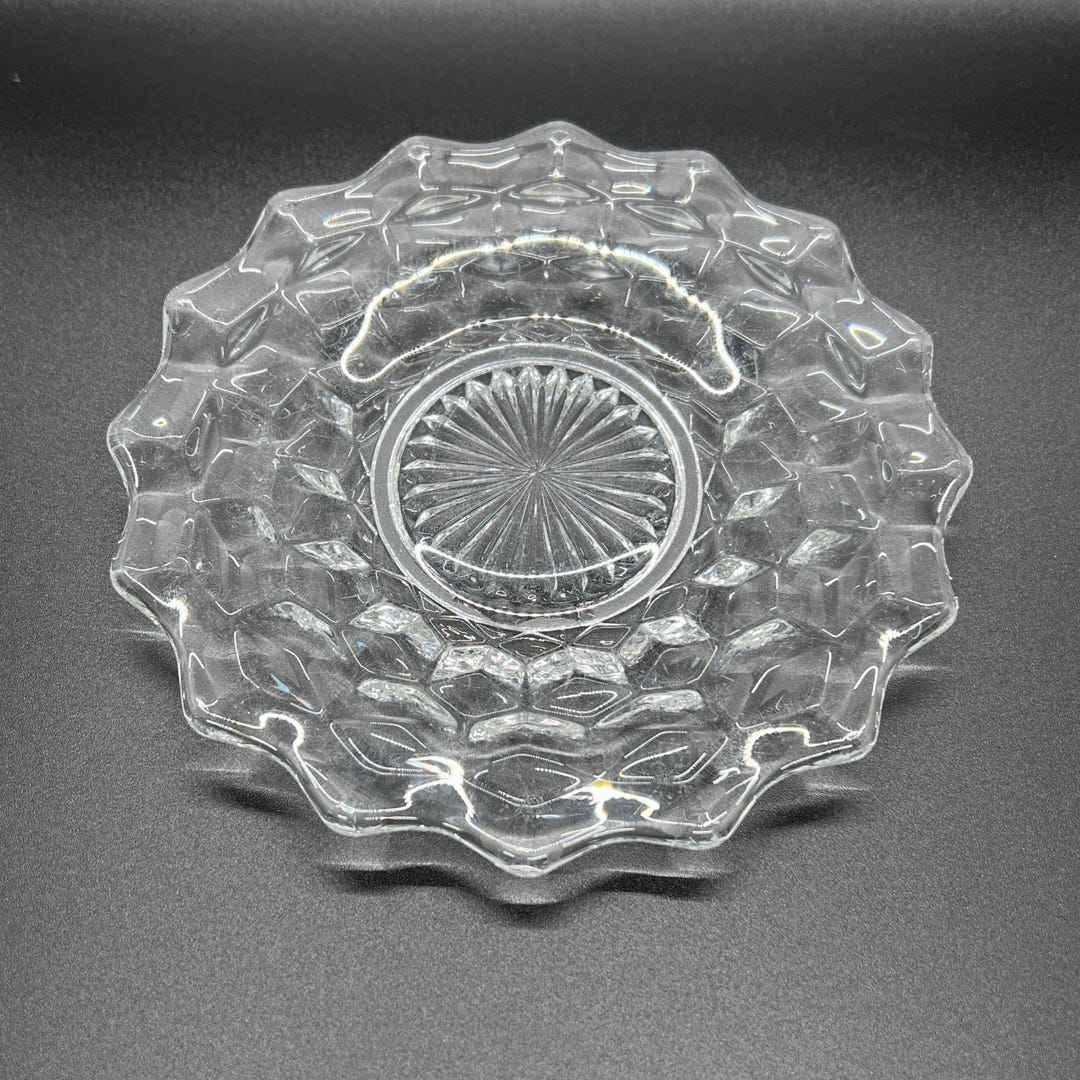 Vintage Pressed Glass Cube Pattern Dessert Plate - Etsy