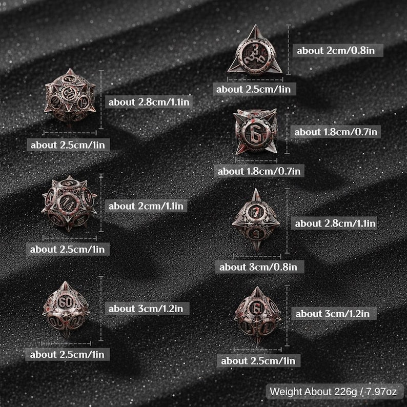 Bloody Spike Metal Dnd Dice Set | Gray Gothic D&D Dice Gifts for DM RPG ...