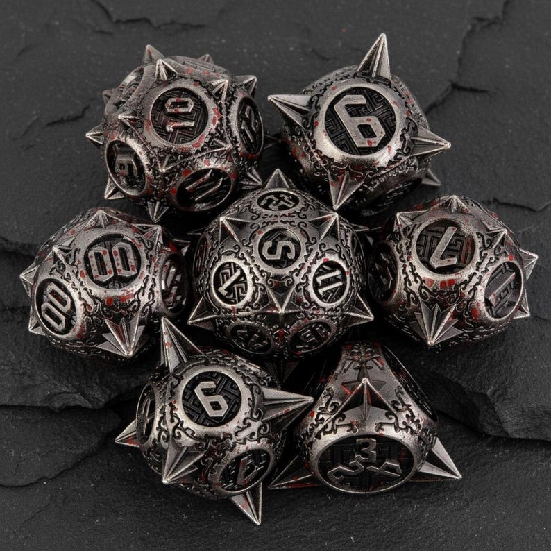 Bloody Spike Metal Dnd Dice Set | Gray Gothic D&D Dice Gifts for DM RPG ...