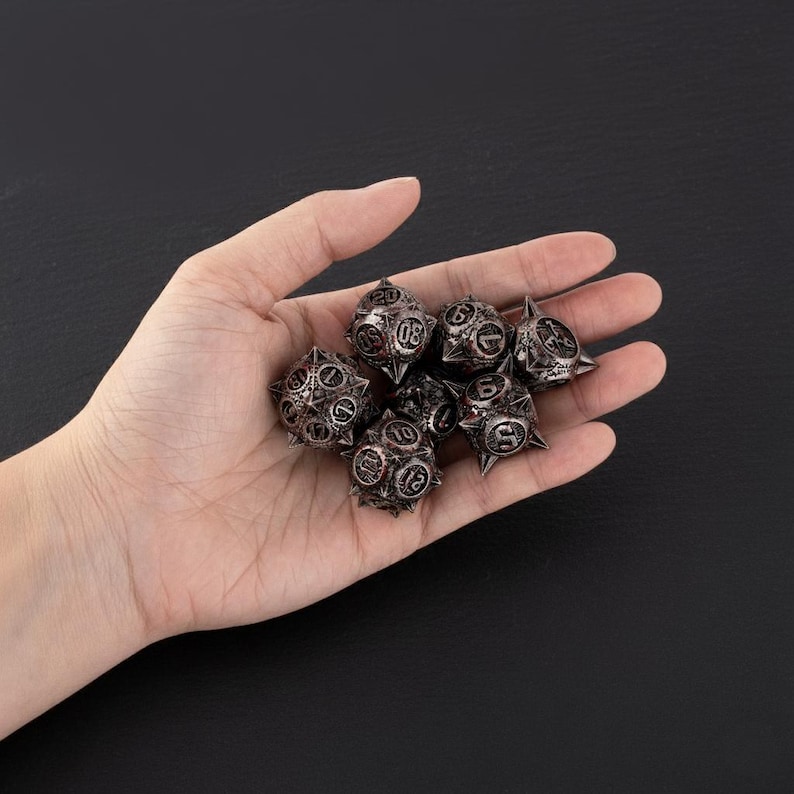 Bloody Spike Metal Dnd Dice Set | Gray Gothic D&D Dice Gifts for DM RPG ...