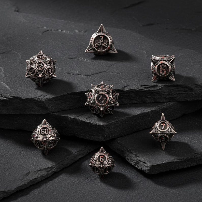 Bloody Spike Metal Dnd Dice Set | Gray Gothic D&D Dice Gifts for DM RPG ...