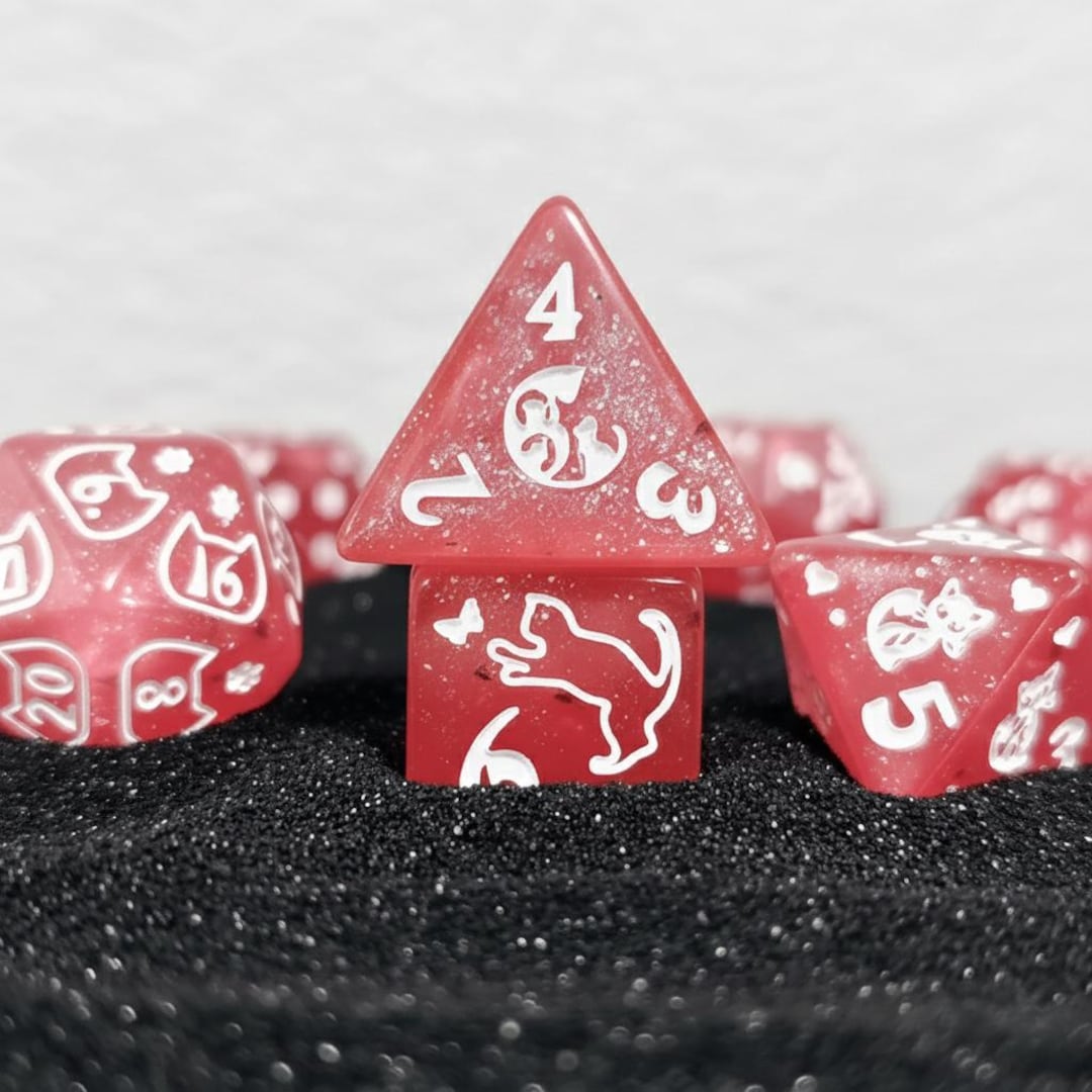 Pink Cat Paw Dnd Dice Set | Cute Kitty D&D Dice Gifts for DM RPG | 7 ...