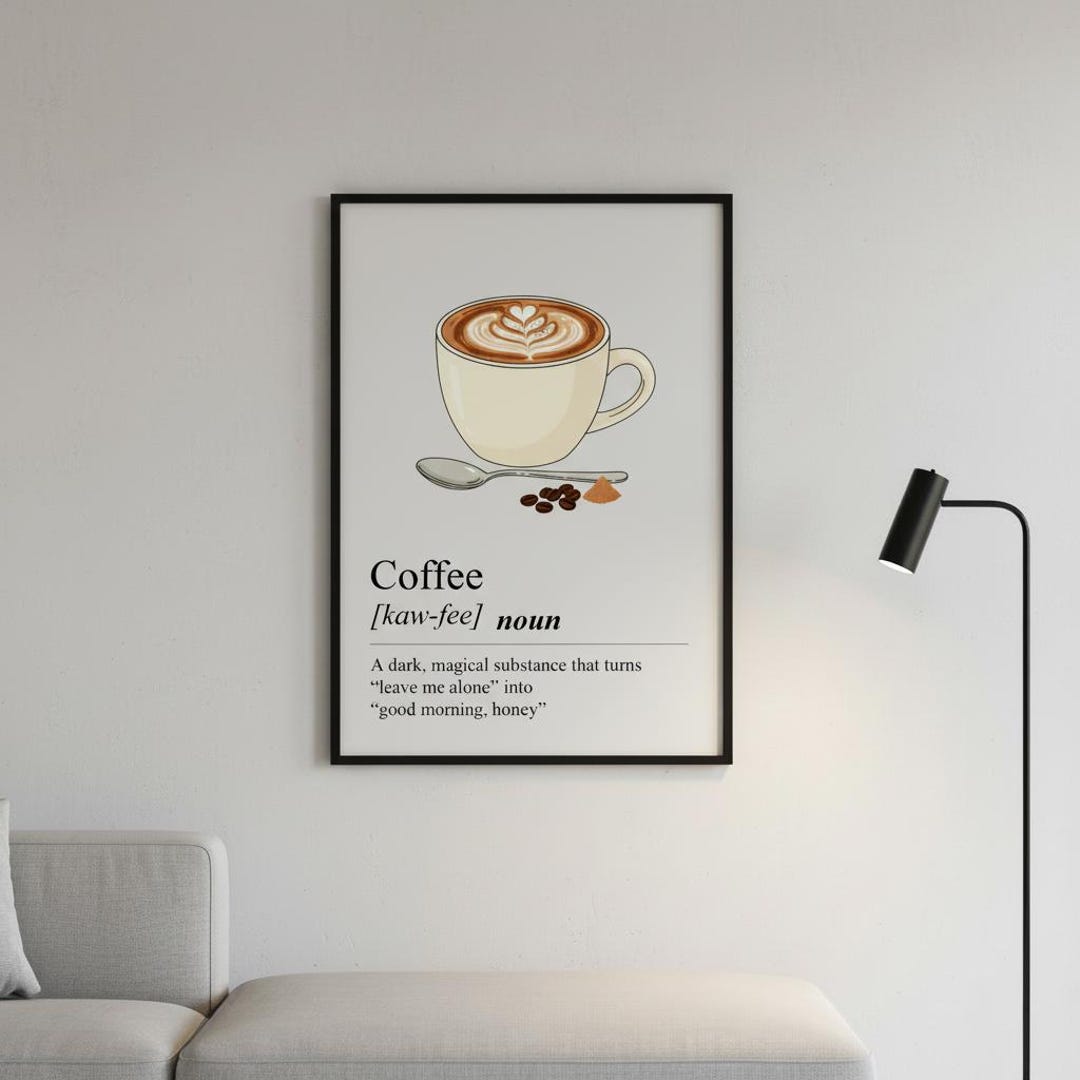 Coffee Meaning Printable Wall Art – Minimal Coffee Typography Poster - Etsy