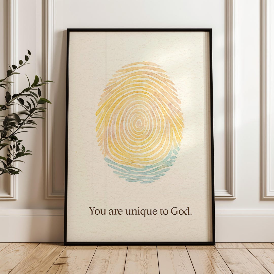 Spiritual Boho Fingerprint Art Print, Christian Wall Decor ...
