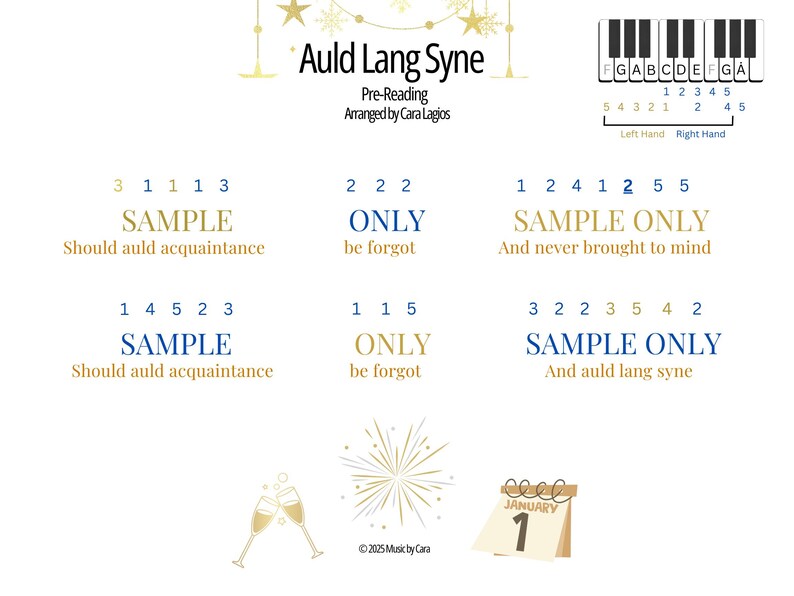 Auld Lang Syne – Pre-reading | Easy Piano Sheet Music | Beginner New ...