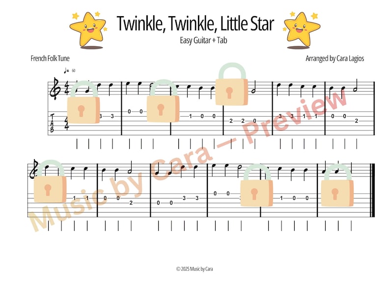 Twinkle, Twinkle, Little Star – Beginner Guitar TAB | Easy Sheet Music ...