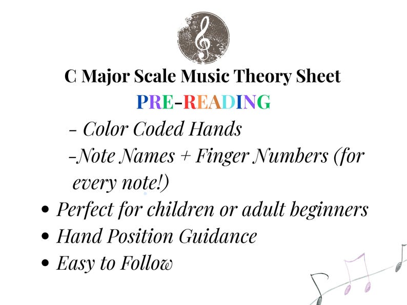 C Major Scale for Kids – Pre-reading Piano | Color-coded | Beginner ...
