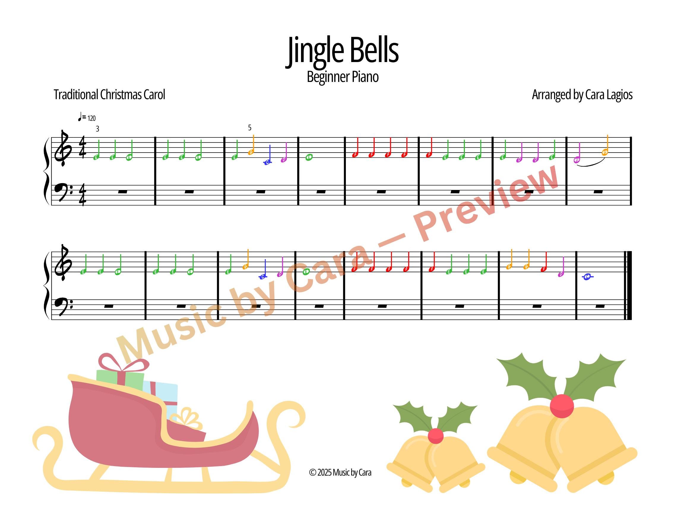 Jingle Bells – Beginner Piano Sheet Music | Easy Christmas Song ...