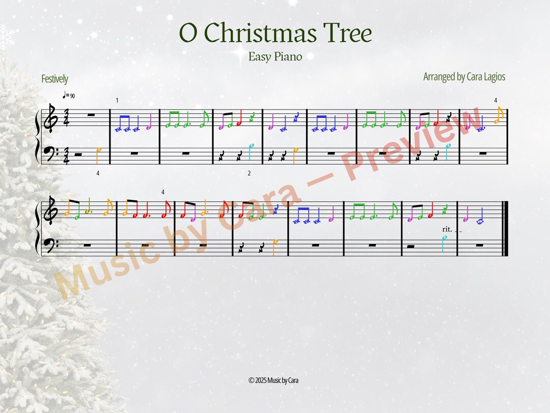 O Christmas Tree – Easy Piano Sheet Music | Beginner Christmas Song ...