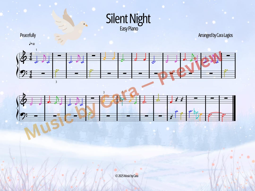 Silent Night - Easy Piano Sheet Music | Christmas Printable Pdfs ...