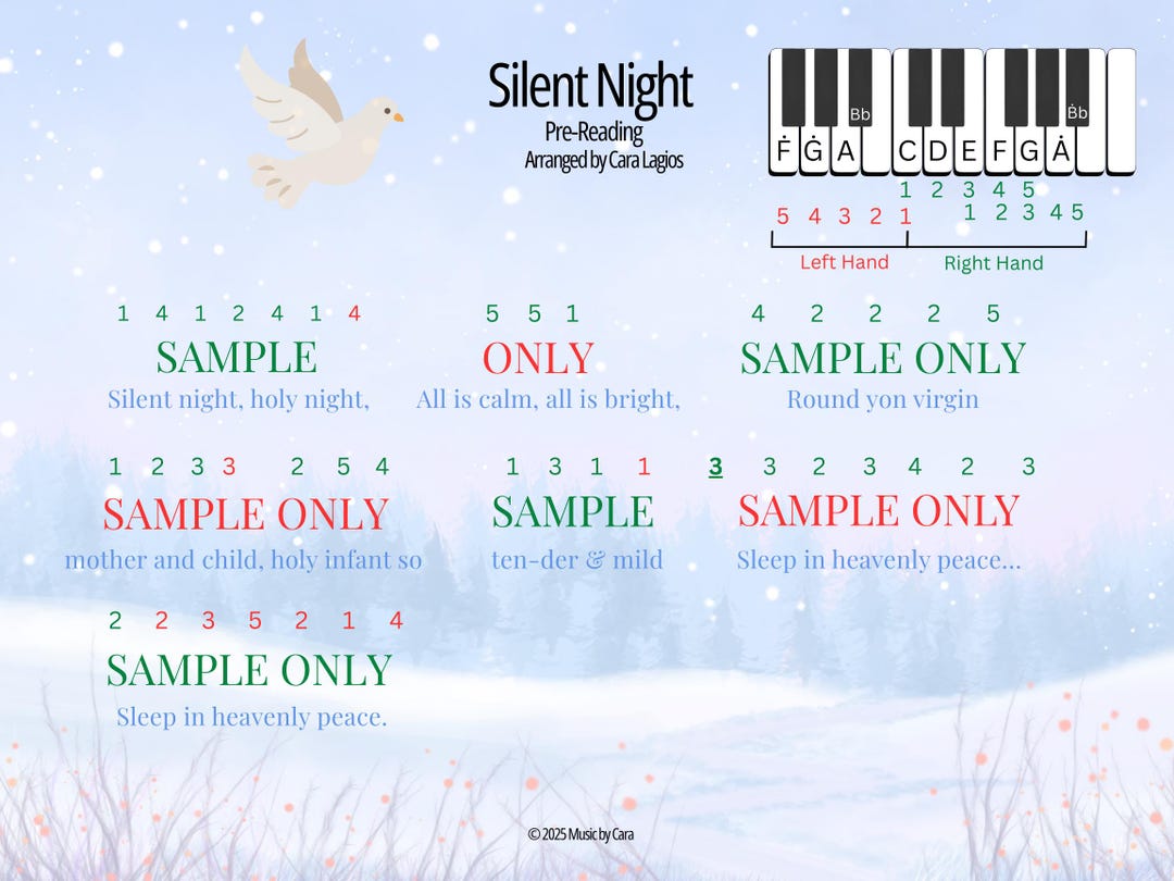 Silent Night Easy Piano | Pre-reading | Christmas (digital Sheet Music ...