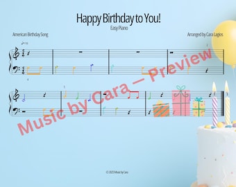 HAPPY BIRTHDAY- Piano- Easy Sheet Music - Etsy