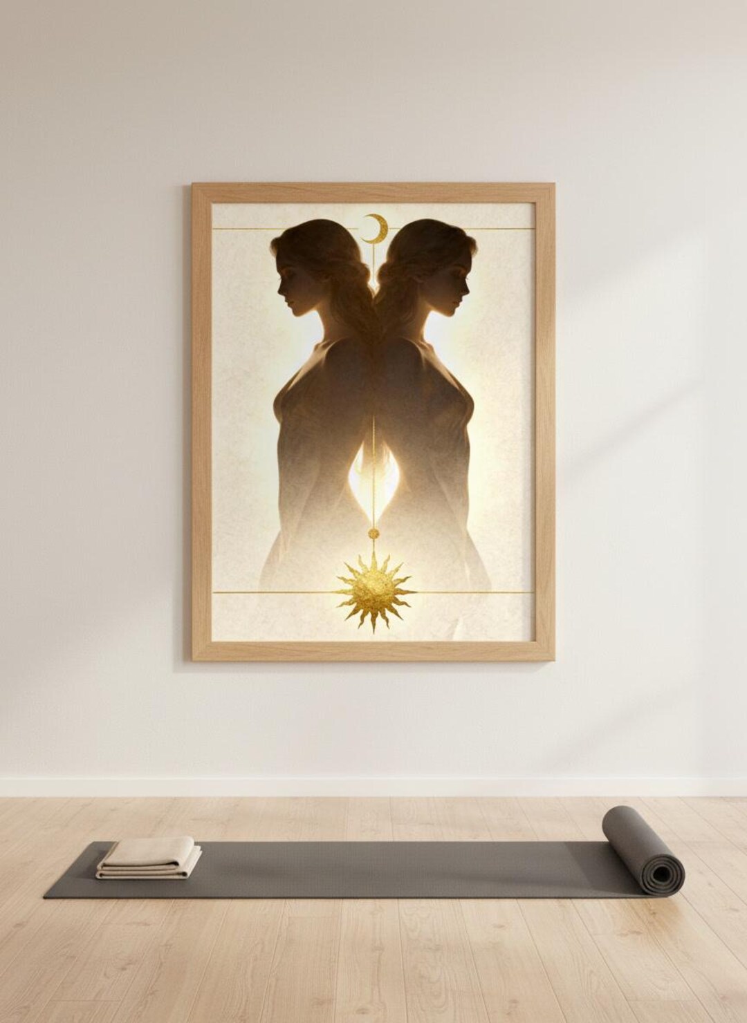 Celestial Balance | Sun and Moon Line Art | Dual Feminine Print | Boho ...