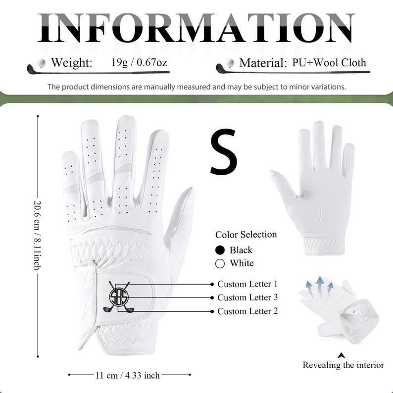 Custom Monogram Golf Glove Set,breathable PU Leather Glove for Men ...