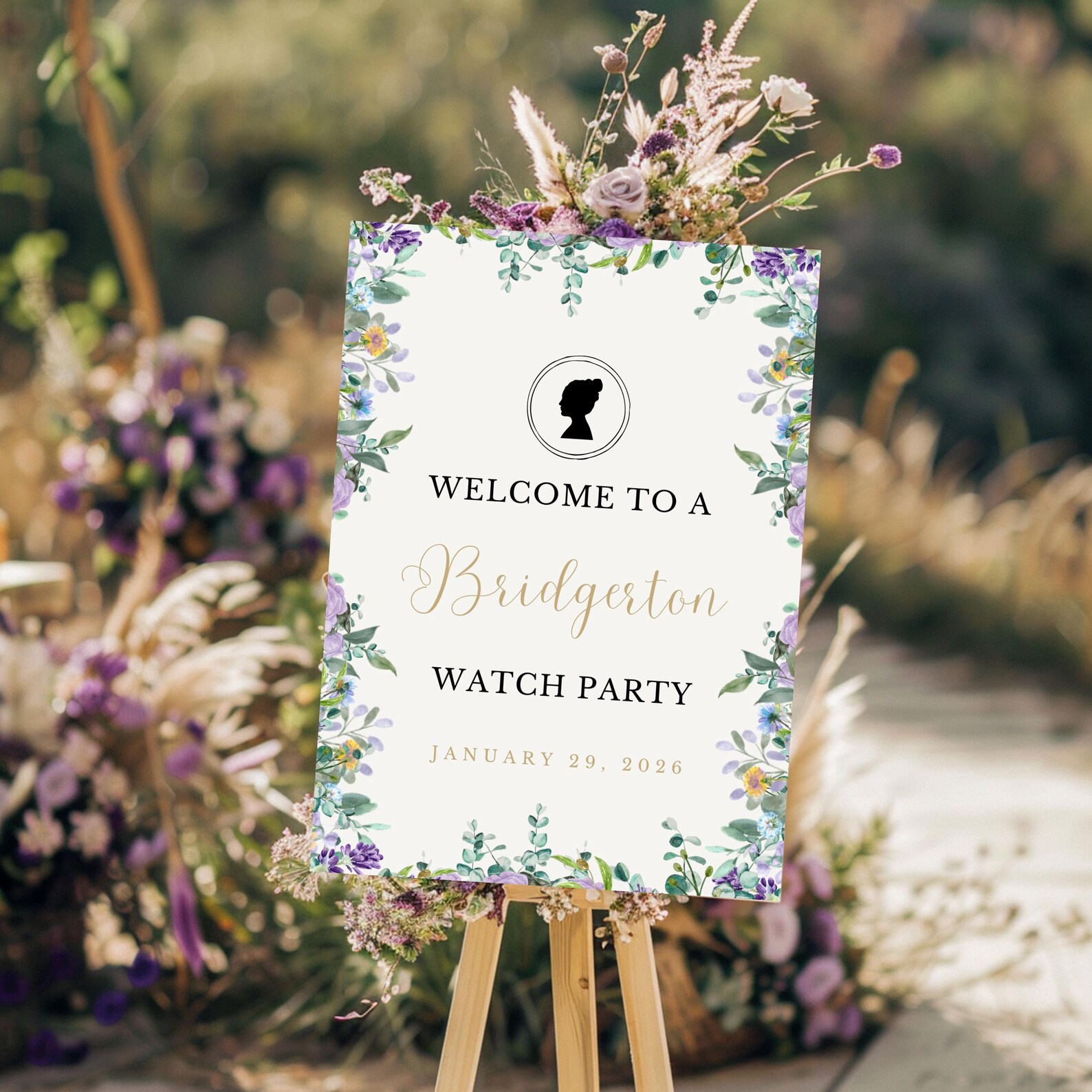 Bridgerton Inspired Watch Party Welcome Sign, Regency Garden Party ...
