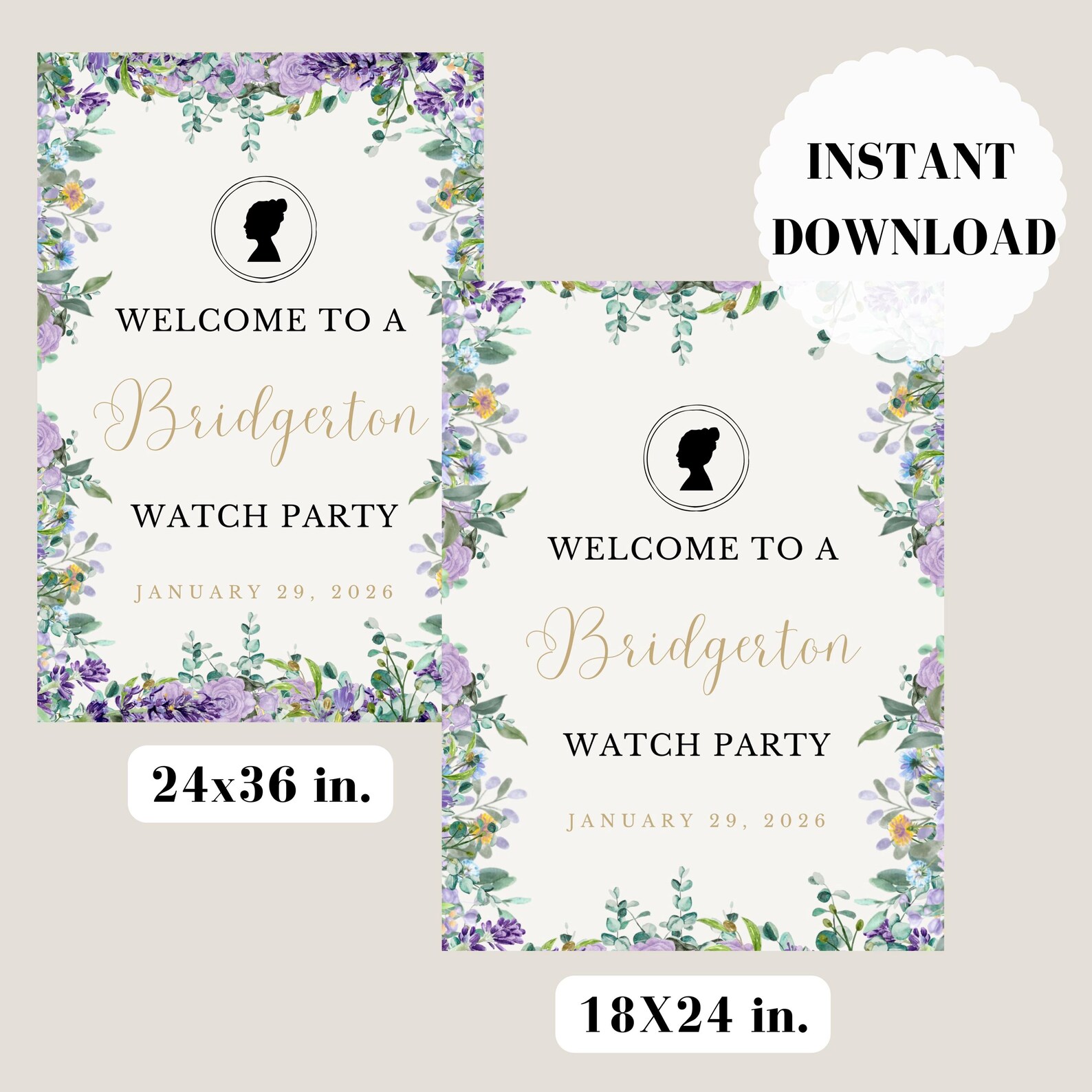 Bridgerton Inspired Watch Party Welcome Sign, Regency Garden Party ...