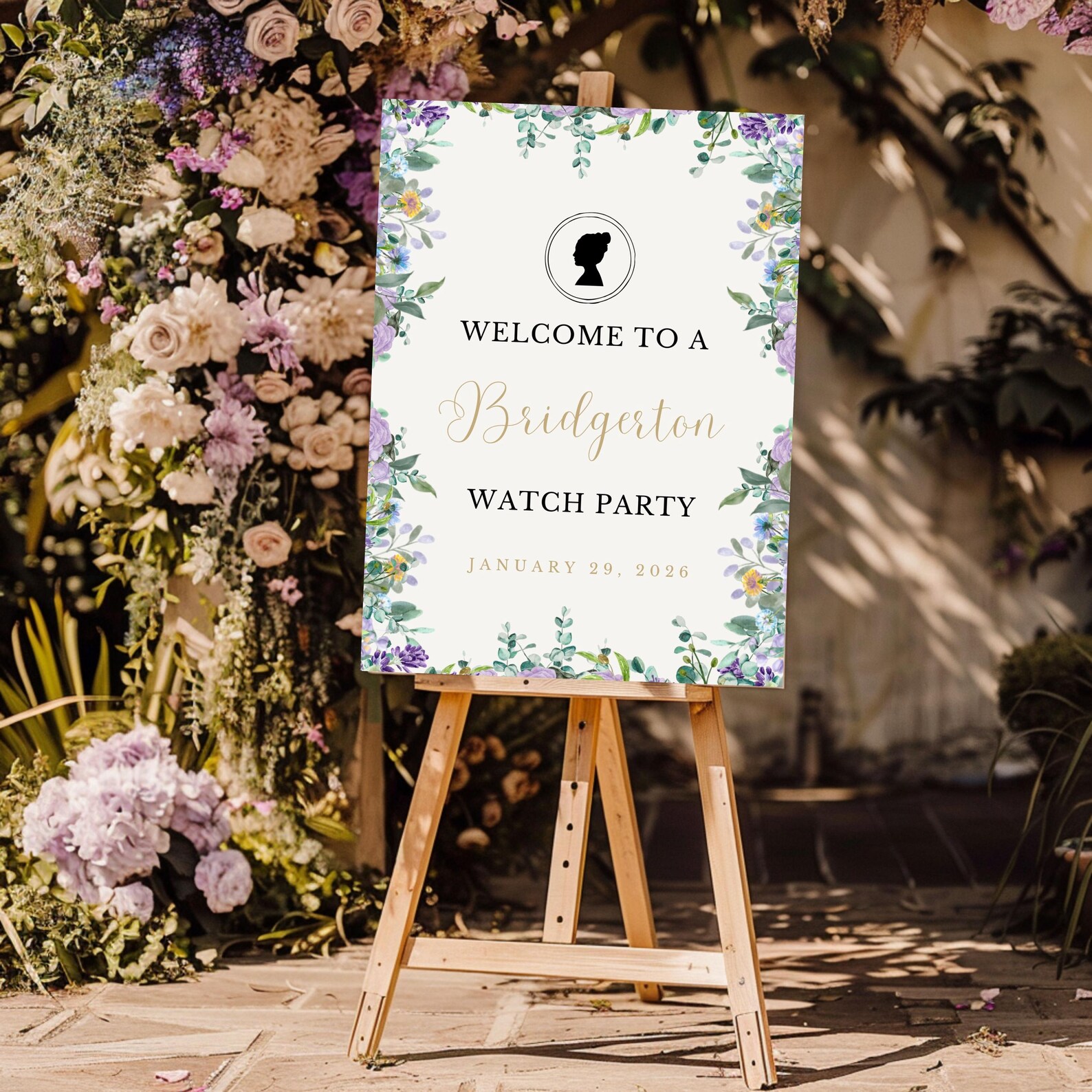 Bridgerton Inspired Watch Party Welcome Sign, Regency Garden Party ...