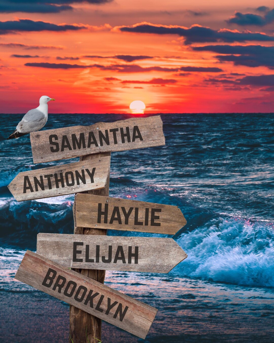 Beach Scene Name Pillar Sign (canva Editable) - Etsy