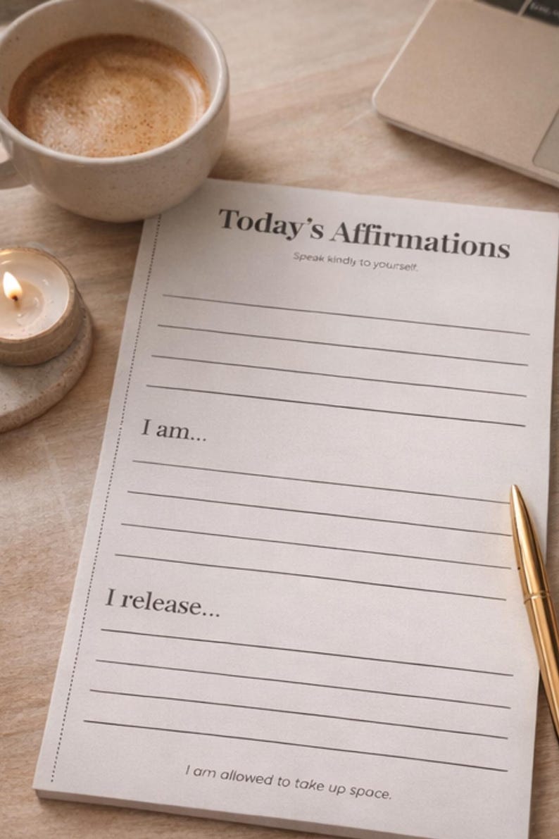 Daily Affirmations Printable | Self-love Worksheet | Minimal ...