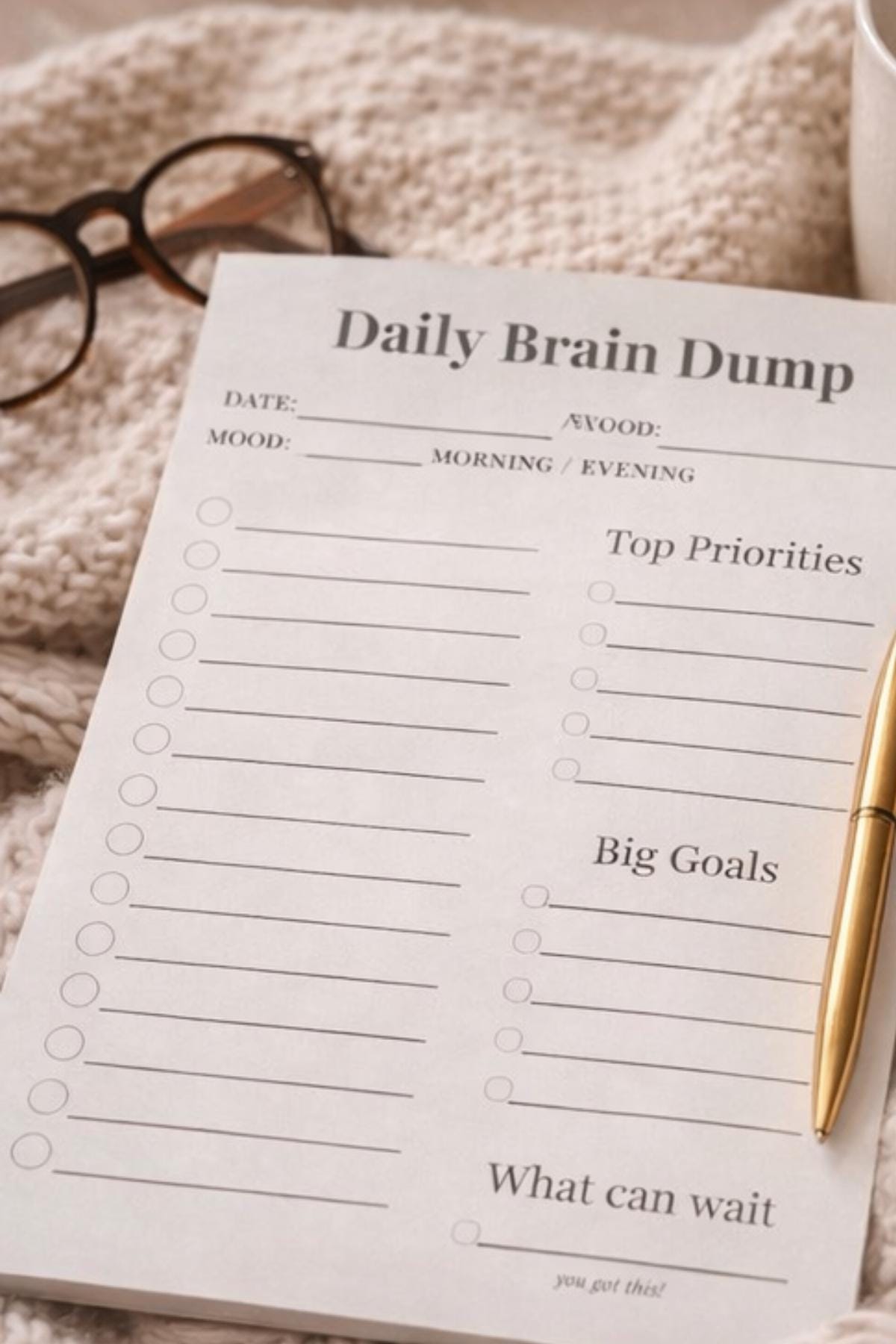Brain Dump Worksheet | Minimalist Planner for Stress Relief (PDF & JPG ...
