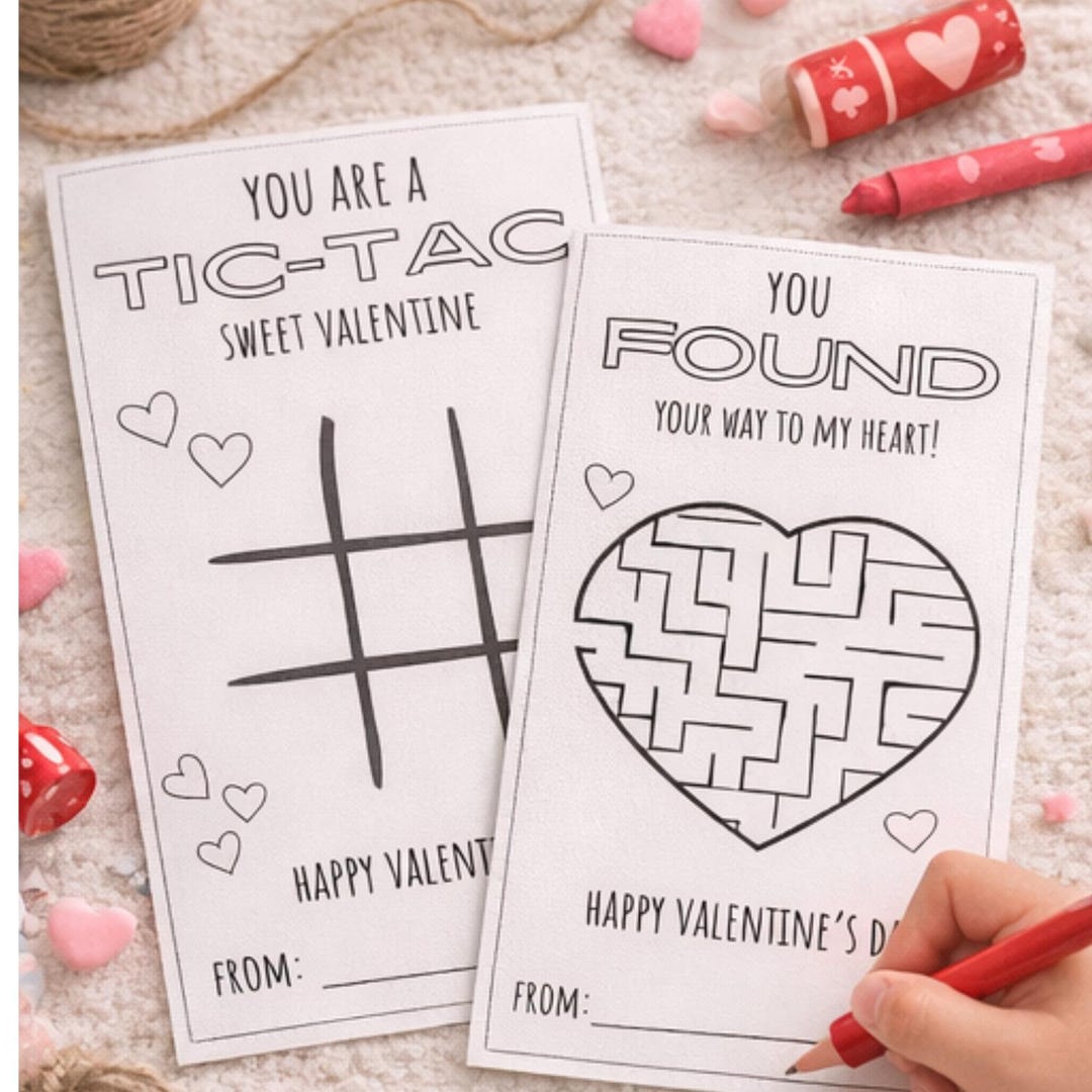 Kids Valentine’s Day Activity Cards – Printable Set - Etsy