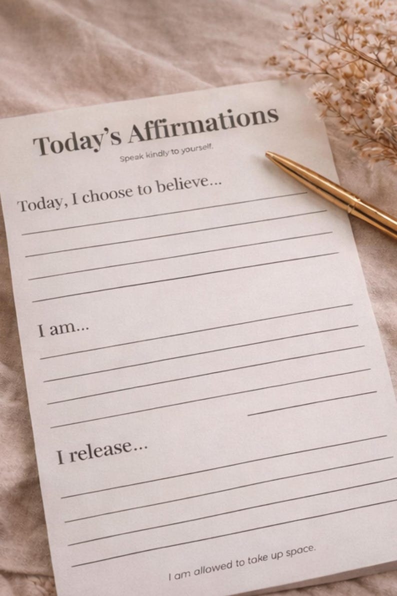 Daily Affirmations Printable | Self-love Worksheet | Minimal ...