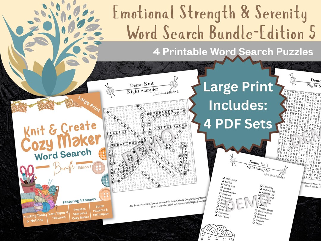 Knitting Word Search Puzzle Bundle: Cozy Craft Activity (PDF Pattern - Etsy