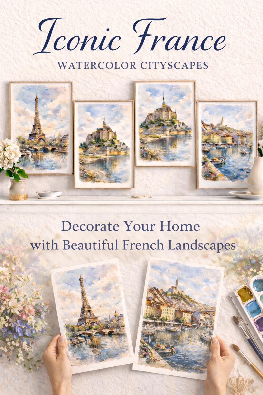 France Cityscapes Watercolor Art Print Set | Paris, French Decor (PDF ...