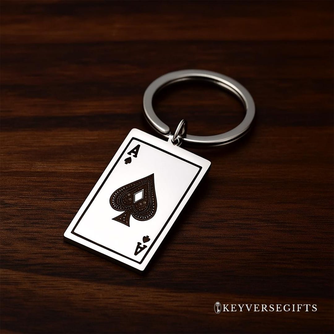 Ace of Spades Keychain – Stainless Steel Poker Card Charm - Etsy
