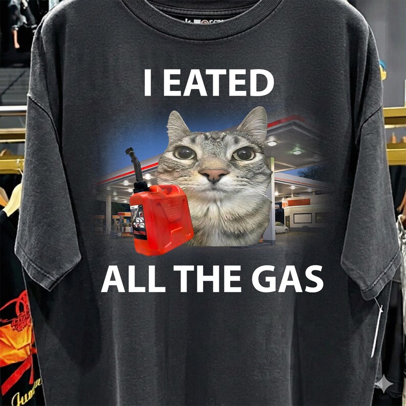 I Eated All the Gas Cat PNG Meme Graphic, Gen Z Humor, Y2K Digital ...