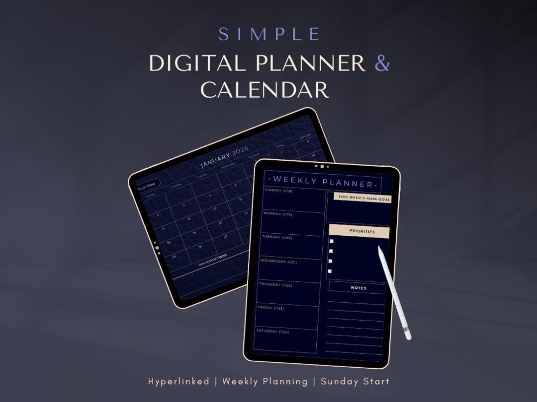 2026 Simple Digital Planner & Calendar PDF With Hyperlinks | Moody ...