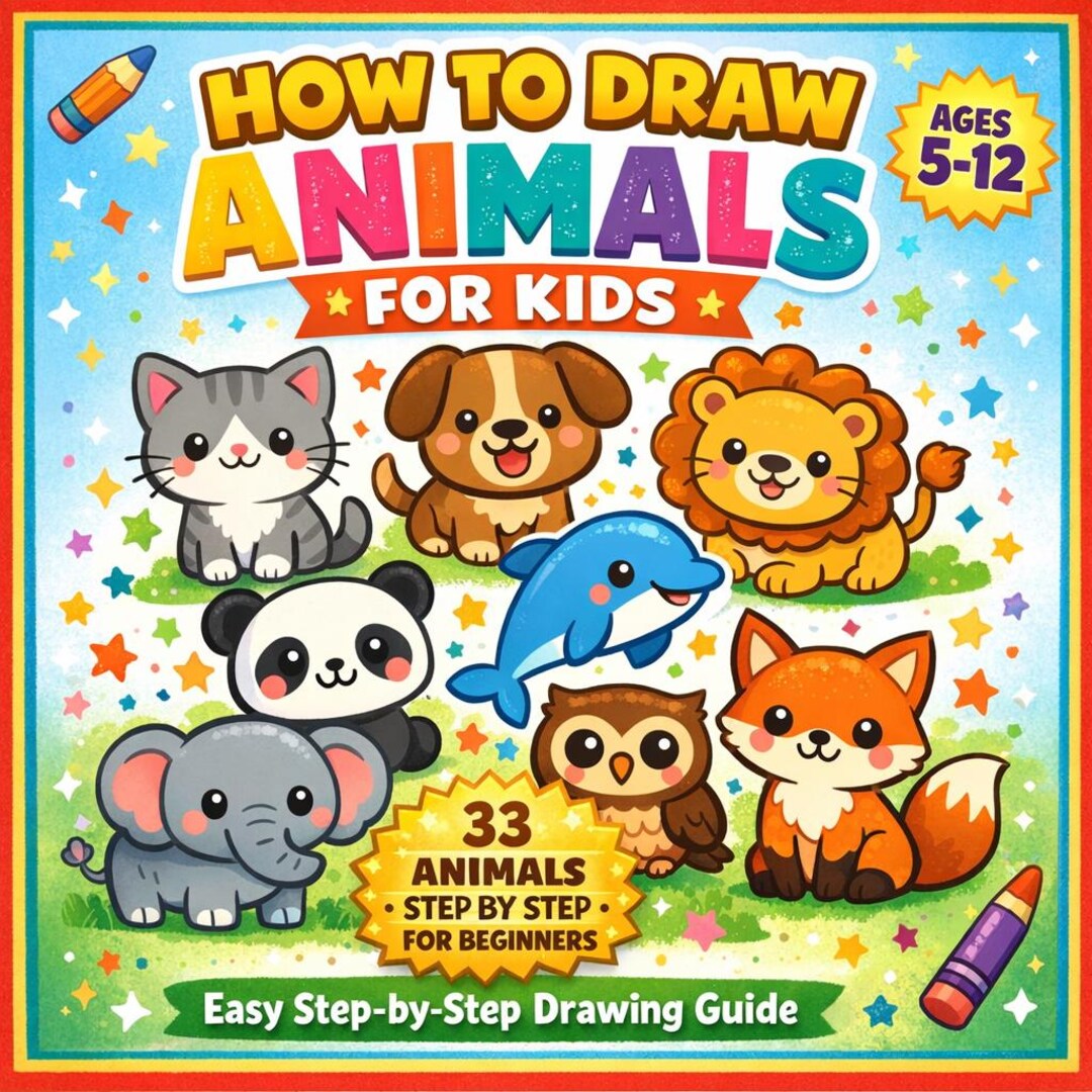 How to Draw Animals for Kids | Step-by-step Beginner Drawing Book (PDF ...