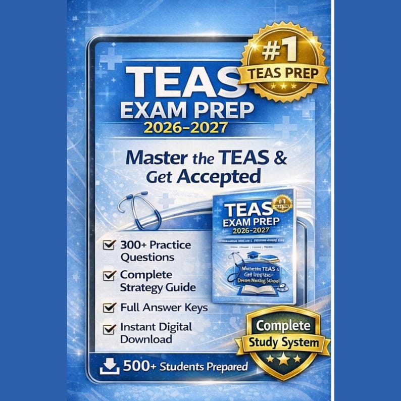 TEAS Exam Prep 2026-2027 | 300 Practice Questions (printable PDF) - Etsy