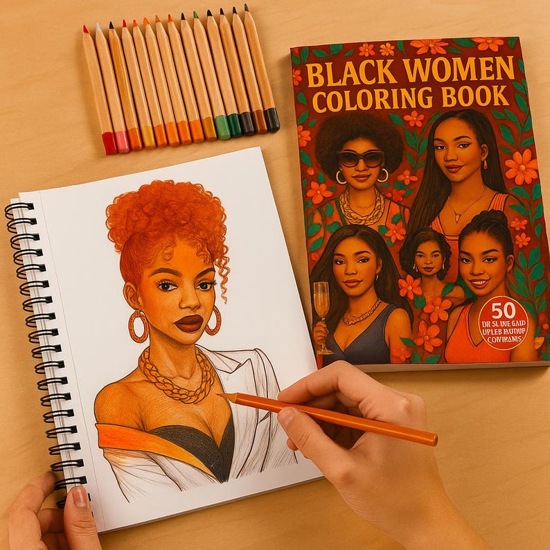 Black Women Coloring Book – 50 Portraits for Adults | Afrocentric ...
