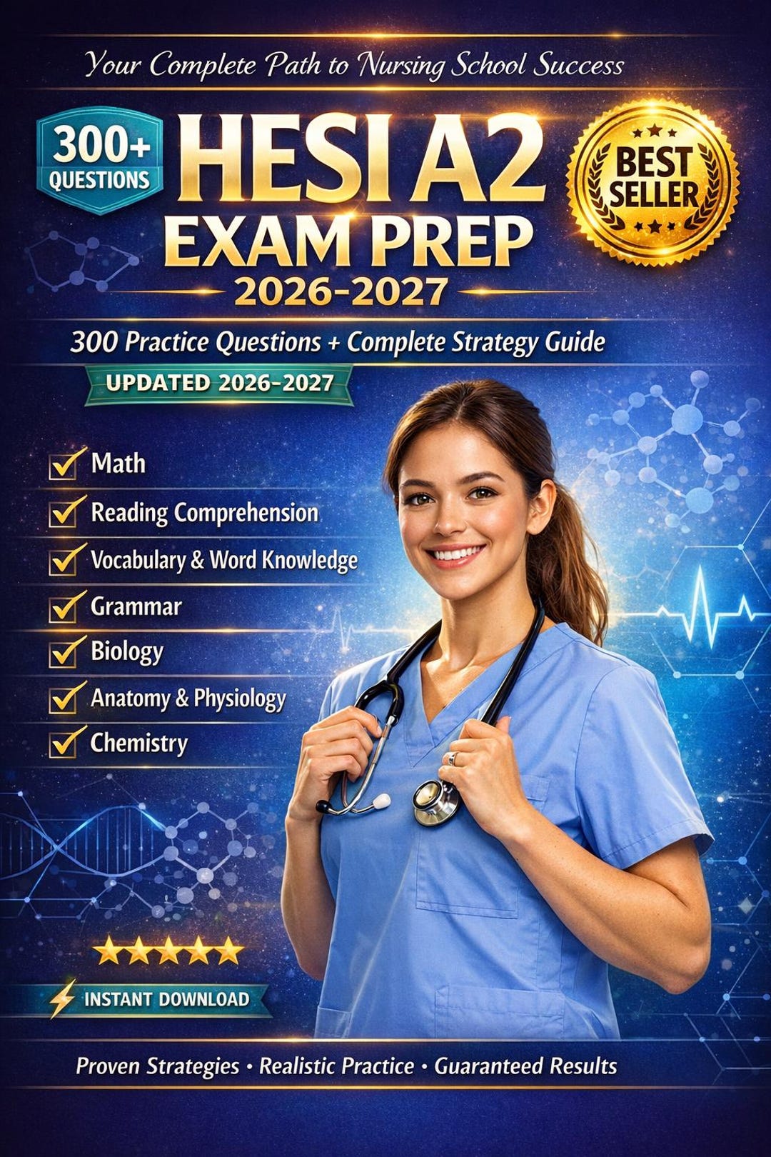 HESI A2 Exam Prep 2026-2027 | 300 Practice Questions | Printable Study ...