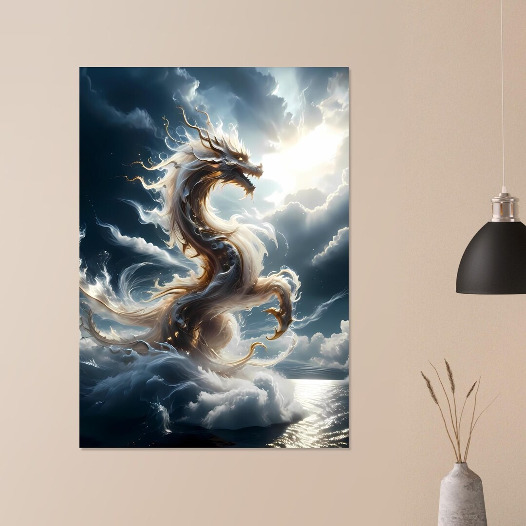 The Golden Wyrm of the Aether Premium Poster - Etsy