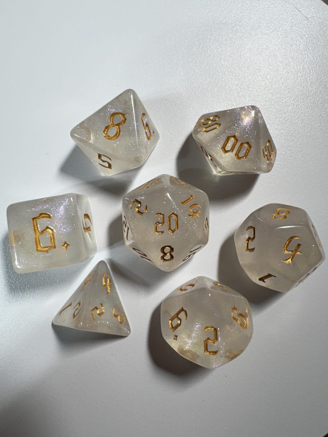 Orcish Script Icey Gold | 7 Piece Dnd Dice Set - Etsy
