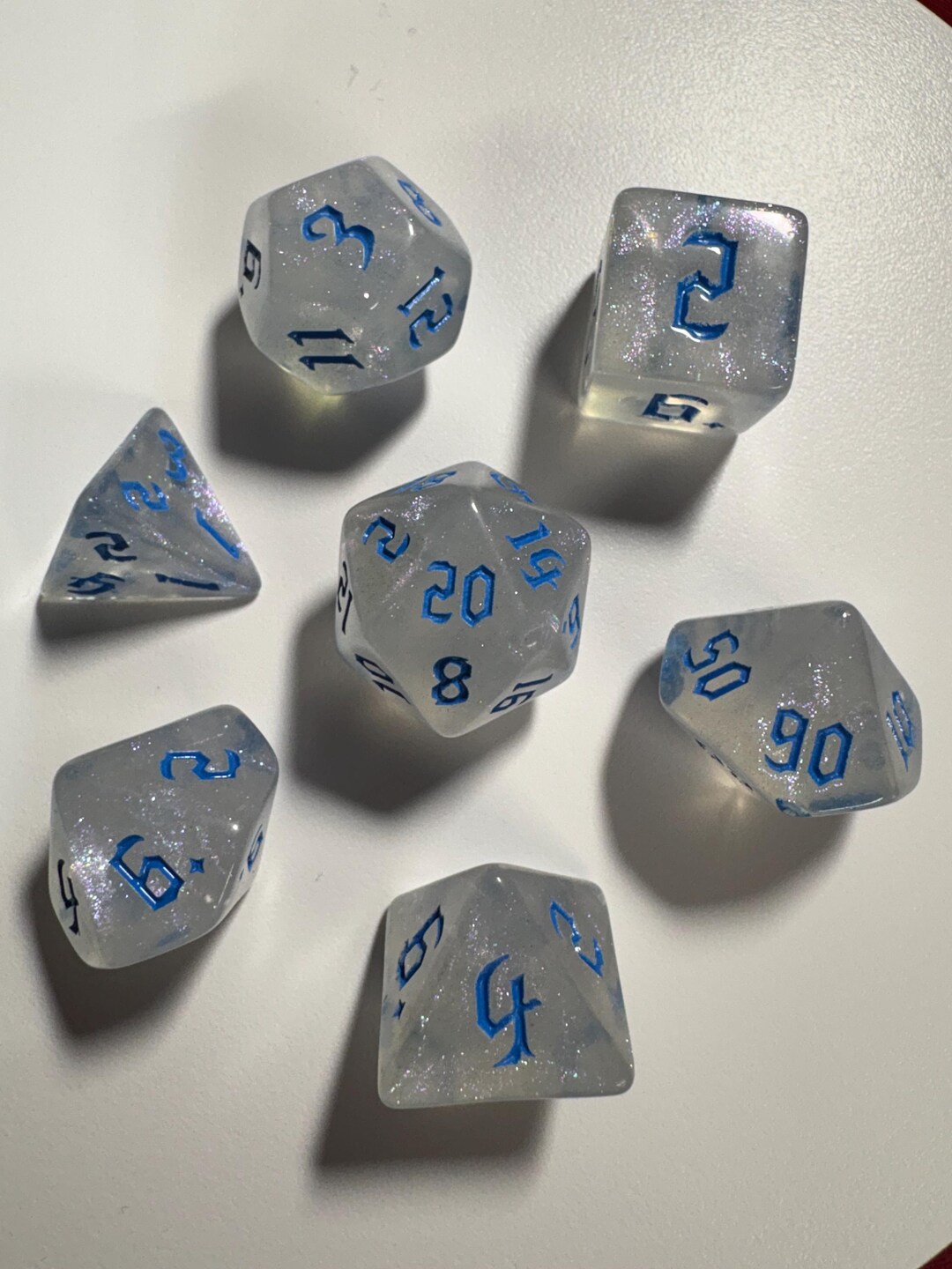 Orcish Script Icey Blue | 7 Piece Dnd Dice Set - Etsy