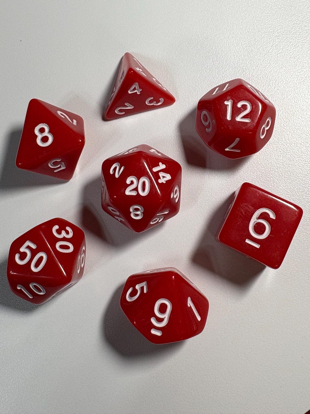 Basic Red | 7 Piece Dnd Dice Set - Etsy