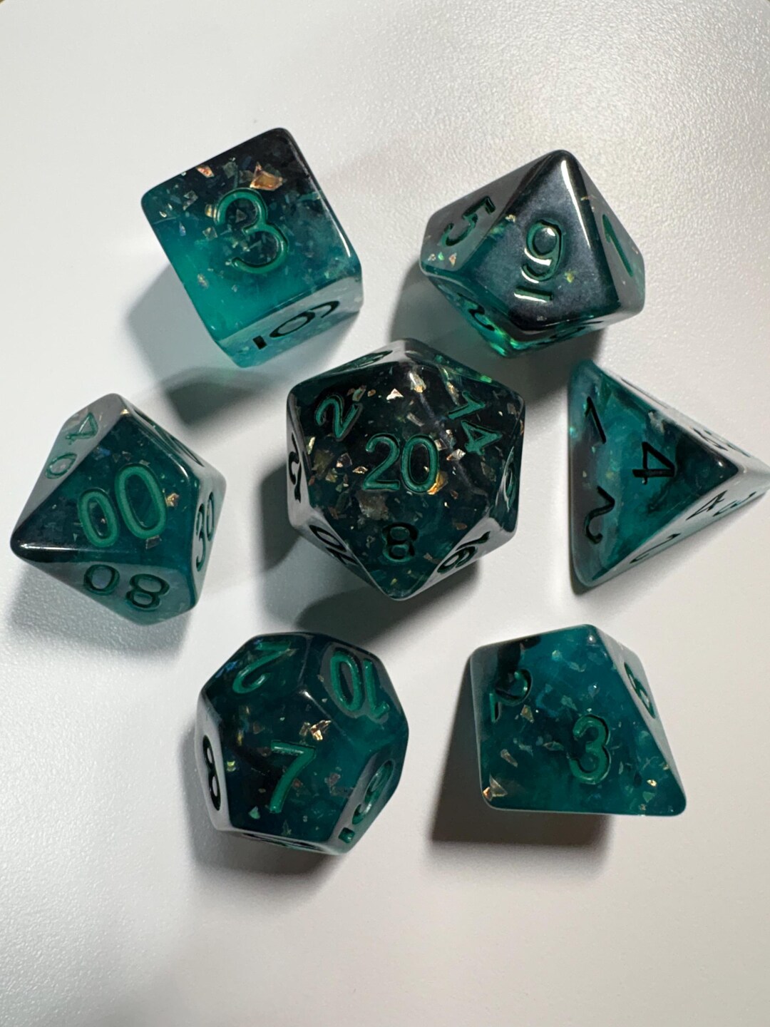 Gleaming Aqua | 7 Piece Dnd Dice Set - Etsy