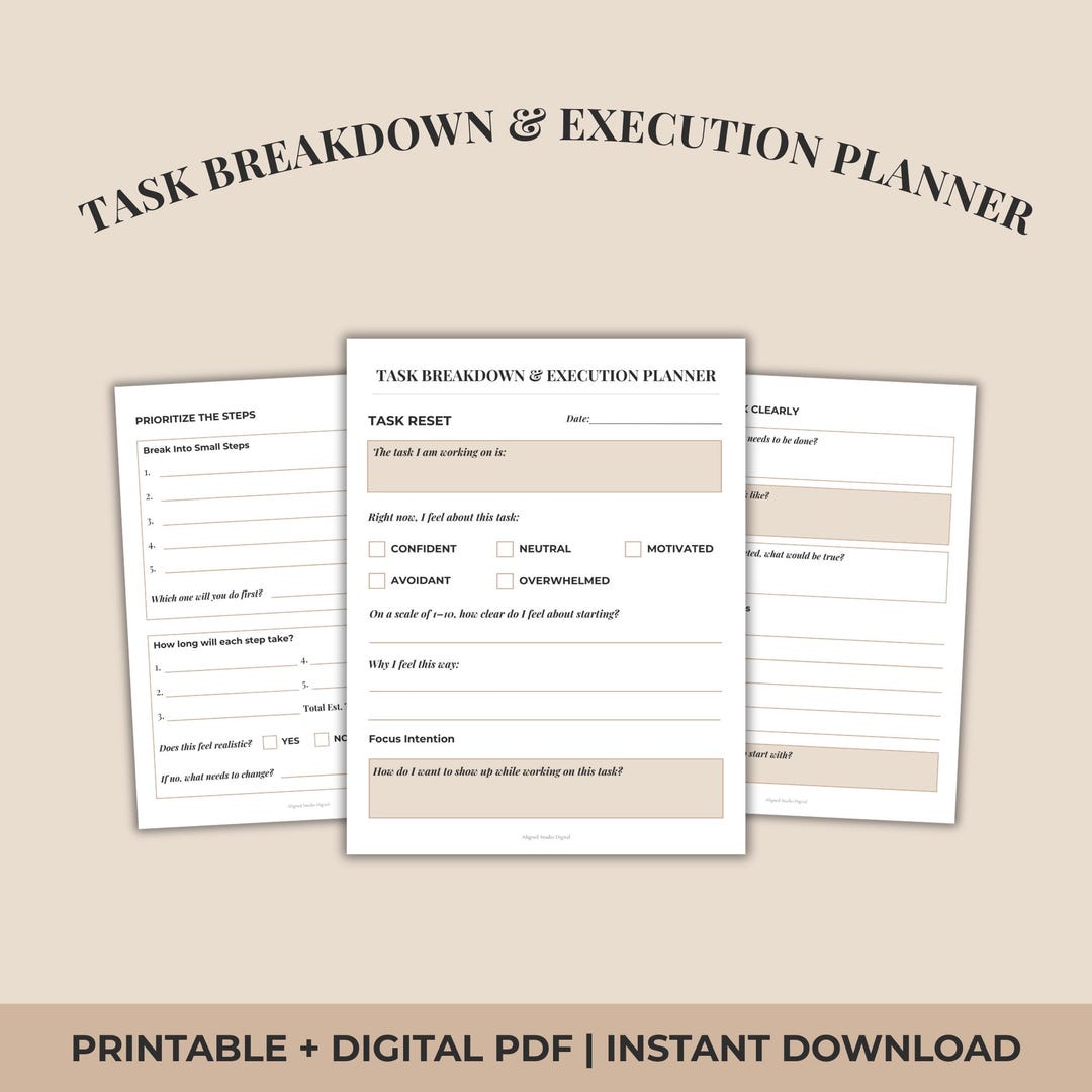 Task Breakdown and Execution Planner | Minimalist Printable & iPad ...