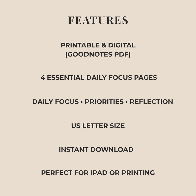 Daily Focus Planner | Minimalist Printable, iPad Goodnotes PDF - Etsy