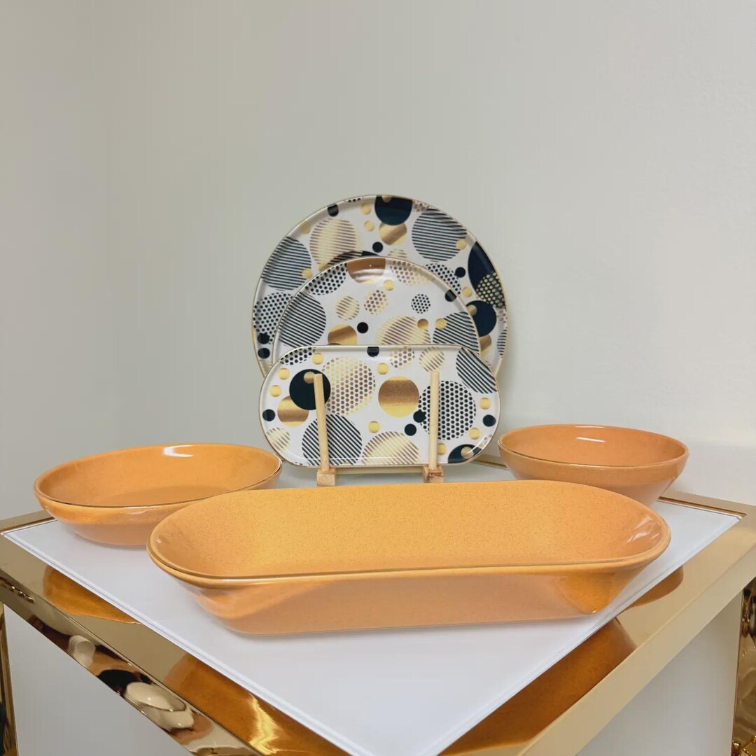 Set of 27 Turkish Dinnerware Set, Porcelain Dinner Plates, Salad Plates ...